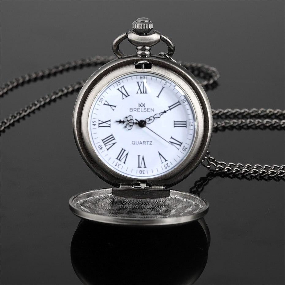 Modern Gun Metal Pocket Watch - Quartz Movement - Analog Dial - Full ...