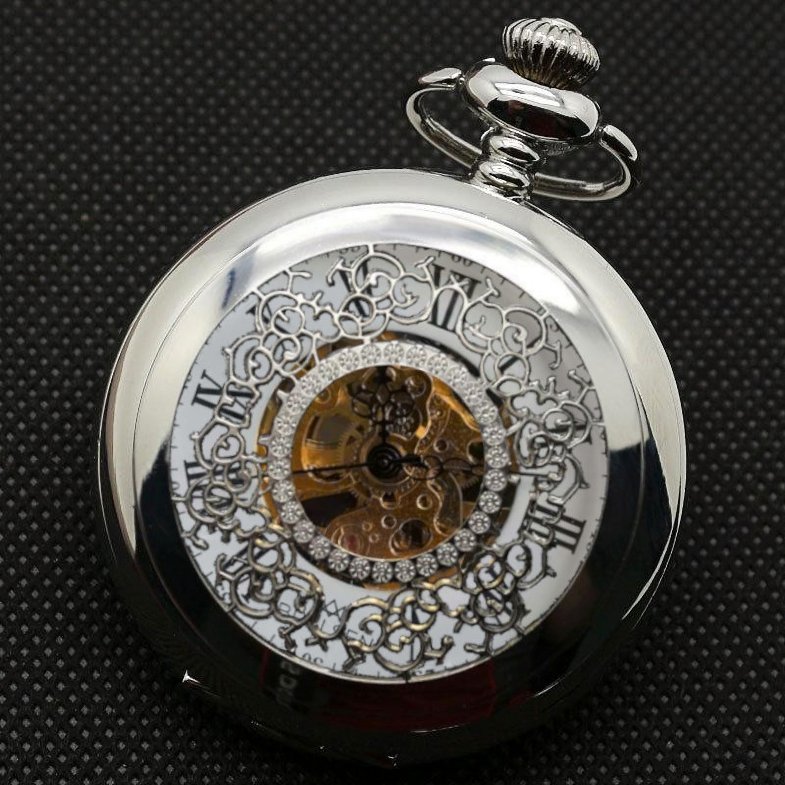 Signature Silver Mechanical Demi Pocket Watch - Handmade Pocket Watch ...