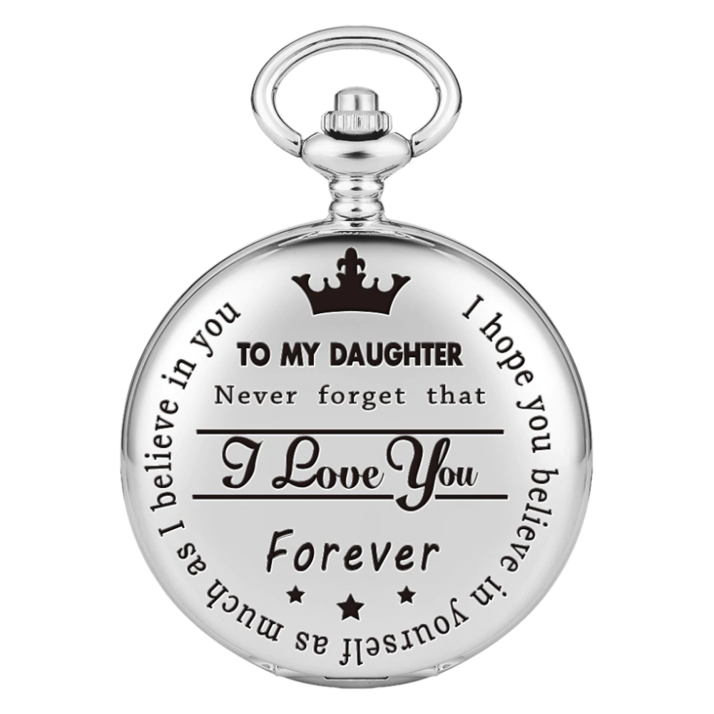 Vintage "To My Daughter" Silver Pocket Watch - Quartz Movement - Roman ...