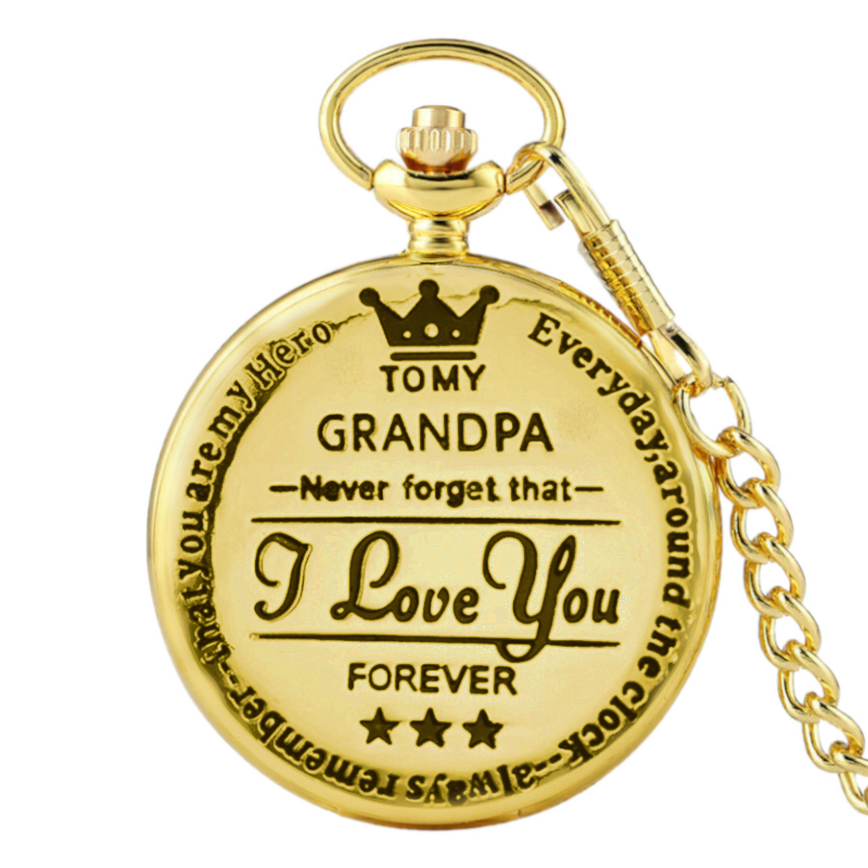 Vintage "To My Grandpa" Gold Pocket Watch - Quartz Movement - Roman ...