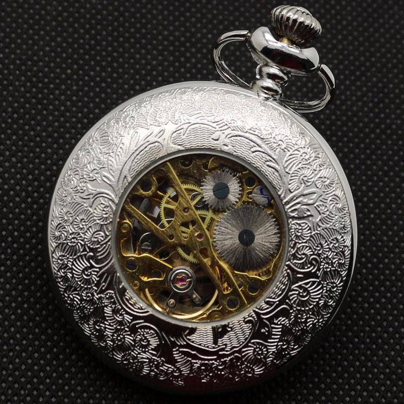 Signature Silver Mechanical Demi Pocket Watch - Handmade Pocket Watch ...
